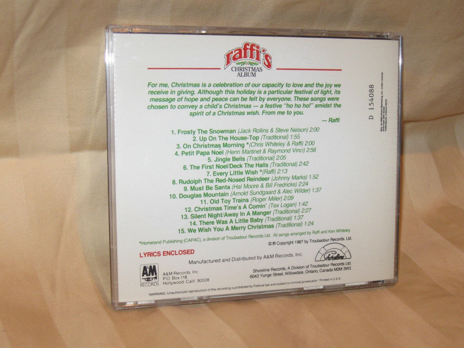 Raffi's Christmas Album ‎(CD, Album A&M Records SD 0226 US 1987 | eBay
