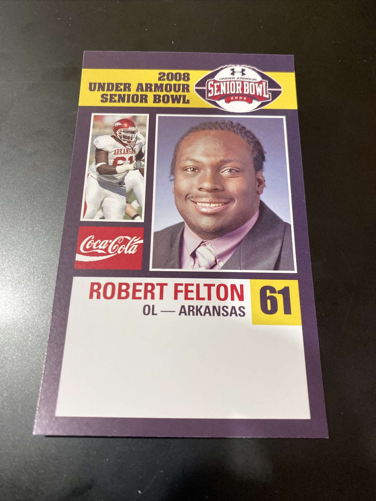 ROBERT FELTON ARKANSAS RAZORBACKS 2008 Senior Bowl Rookie Card - | eBay