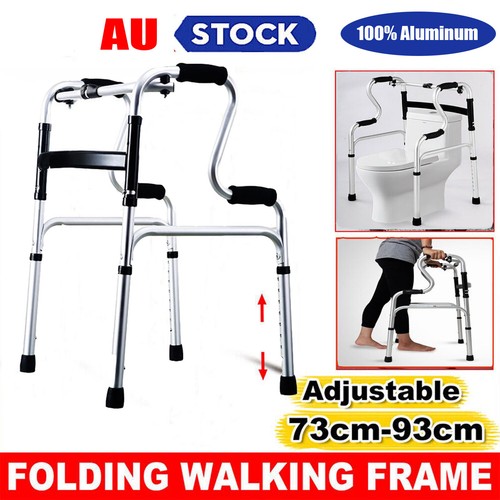 Folding Walker Walking Aid Frame Height Adjustable Lightweight ...