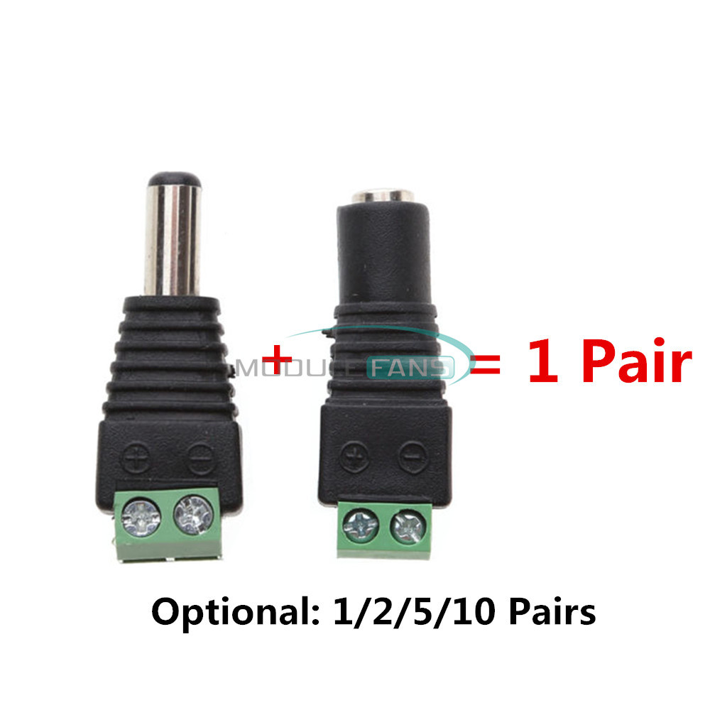 5Pairs Male 2.1x5.5mm Female Plug 12VDC Power Jack CCTV Camera ...