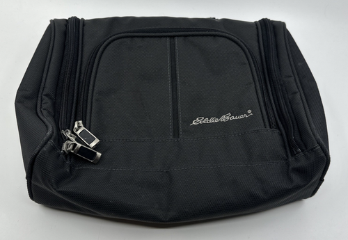 Eddie Bauer Zipper Travel Cosmetic Makeup Bag Shaving Kit Black With ...