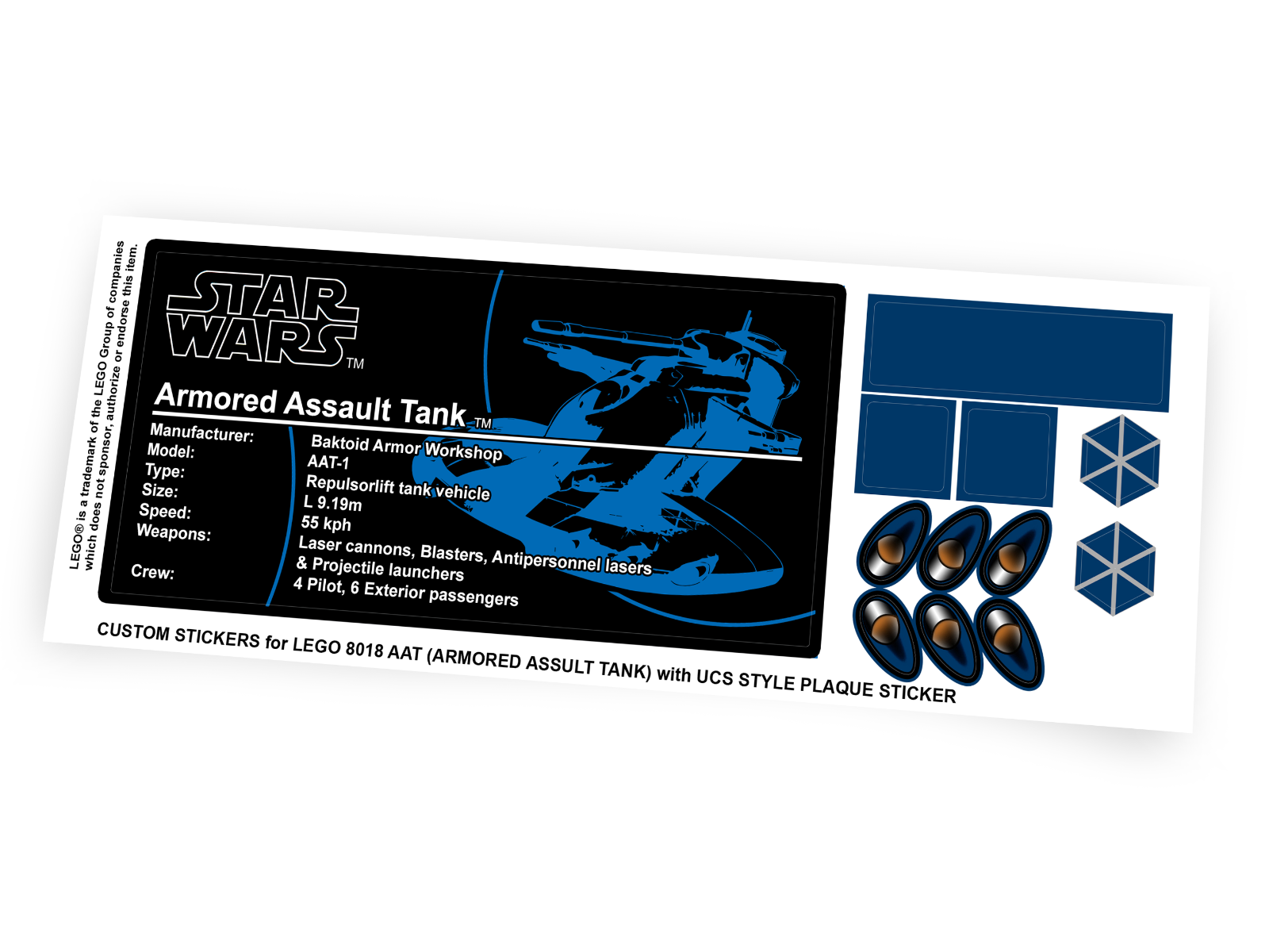 Custom Stickers for Star Wars Set 8018 AAT-1 AAT model toy displays | eBay