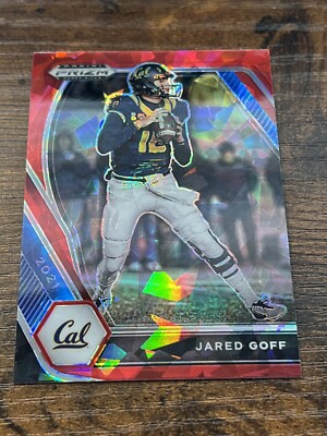 JARED GOFF / 2021 Panini Prizm Draft Picks #12 / CRACKED RED ICE ...