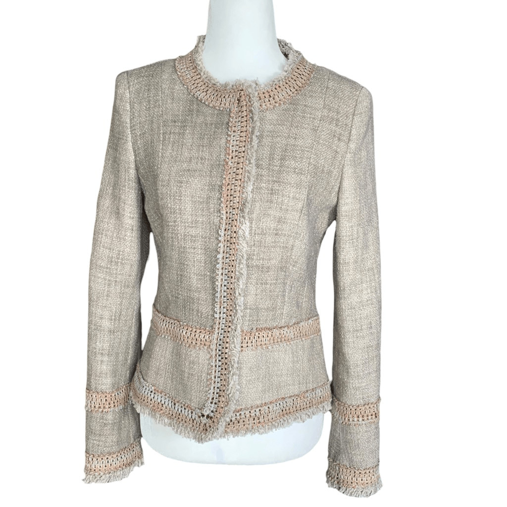 Maison Common Jacket Tailored Tweed Collarless Blazer… - Gem