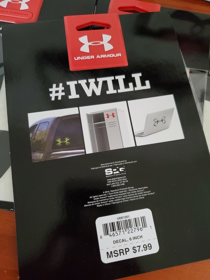 5x Under Armour 6 Inch Decal - Black - UDE1201 - New In Package ...