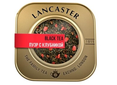 LANCASTER Black Tea PUER w STRAWBERRY 75g METALIC GIFT TIN PACKAGING ...