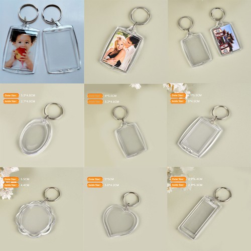 Transparent Blank Insert Photo Picture Frame Keyring Key Chain DIY ...