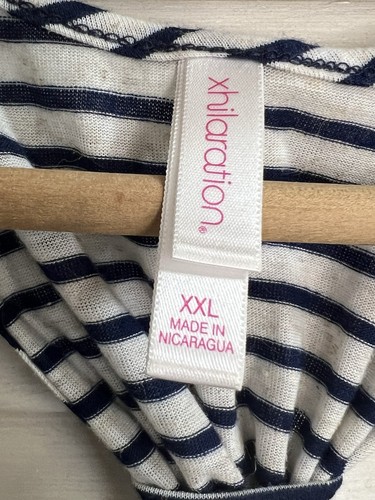 Women's Bl/W Striped Racerback Tank Top, Size XXL, Ruffle Accent ...