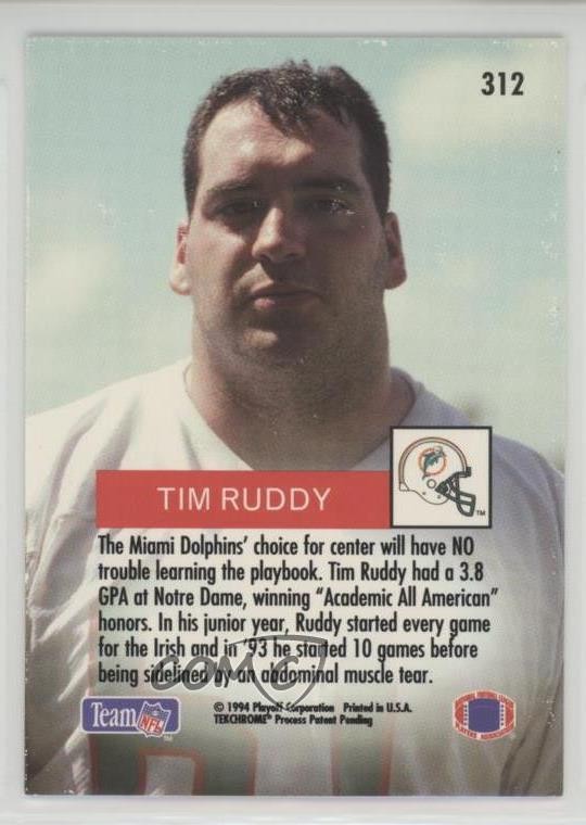 1994 Playoff Tim Ruddy #312 Rookie RC | eBay