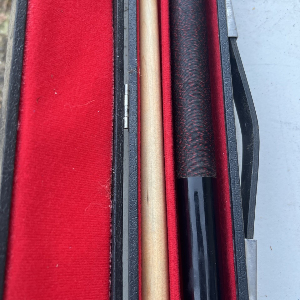 Vintage Billiards Pool Cue Stick Wood Carved With Case | eBay