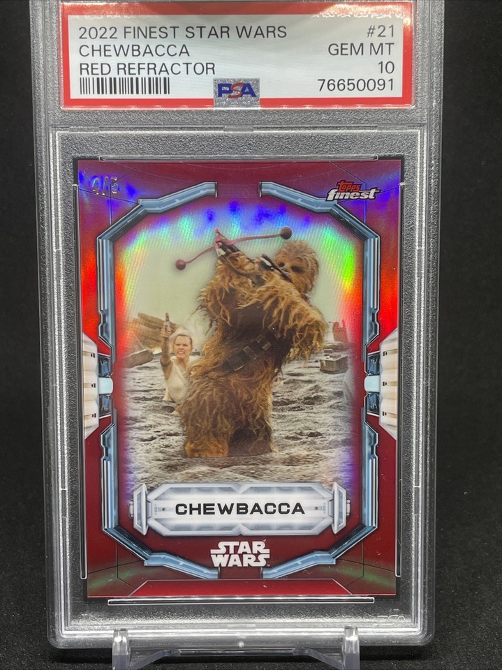 2022 Topps Finest Star Wars Chewbacca #21 Red Refractor 04/5 PSA 10 ...