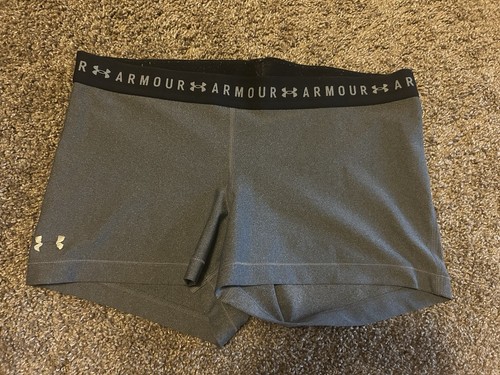 WOMENS UNDER ARMOUR GRAY BLACK SPANDEX SHORTS SIZE XL EXTRA LARGE SHORT ...
