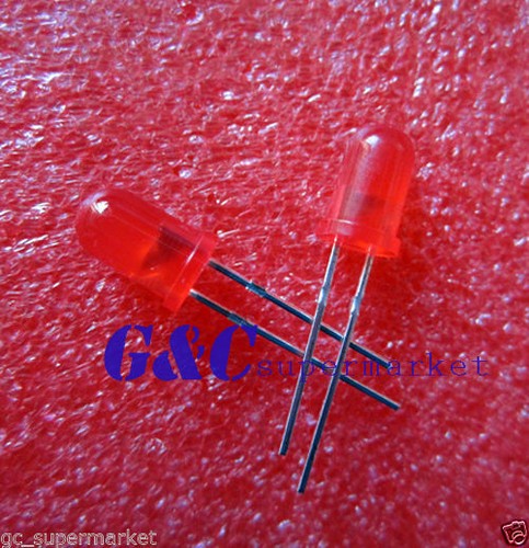 1000pcs F5 5MM RED COLOR RED LIGHT Super Bright Bulb Lamp LED DIFFUSED ...