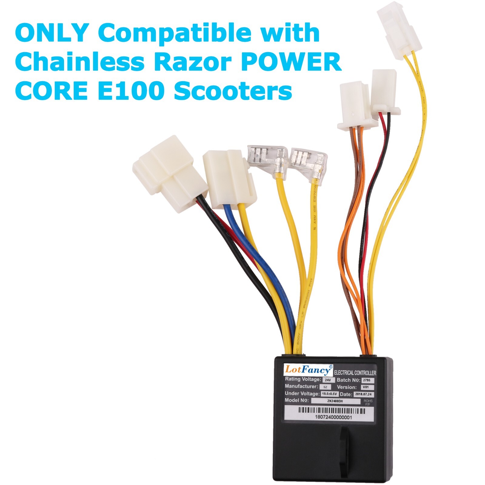Lotfancy 24V Controller with 7 Connectors for Razor Power Core E100 ...
