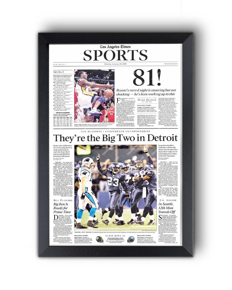 2006 Kobe Bryant 81 Point Game Framed Newspaper Front Page Print | eBay