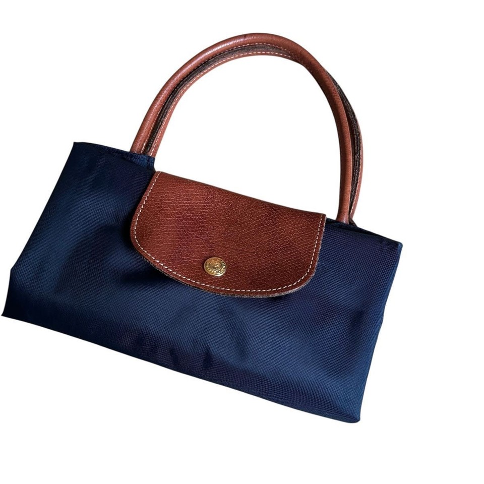 Rare Model LONGCHAMP Longchamp Le Pliage Tote Bag Nylon Leather Navy ...