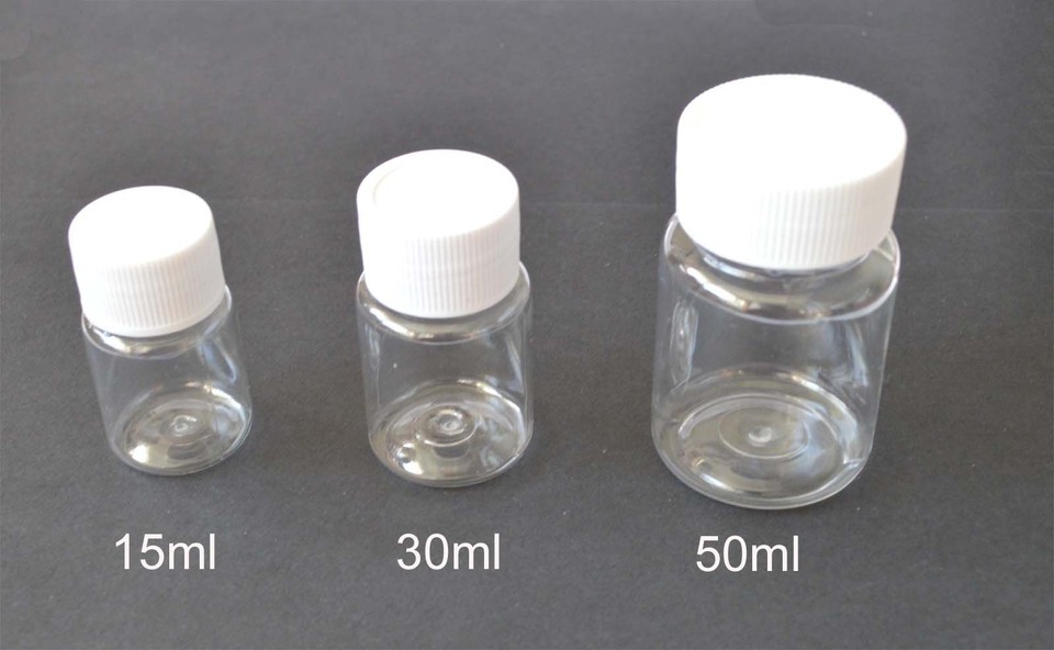 30ml 30g 56*33mm 20pcs Sample Clear Plastic PET Bottles with white ...