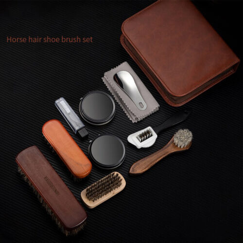 HorseHair Shoe Brush Set Leather Care Cleaning Polishing Tools Cleaner ...