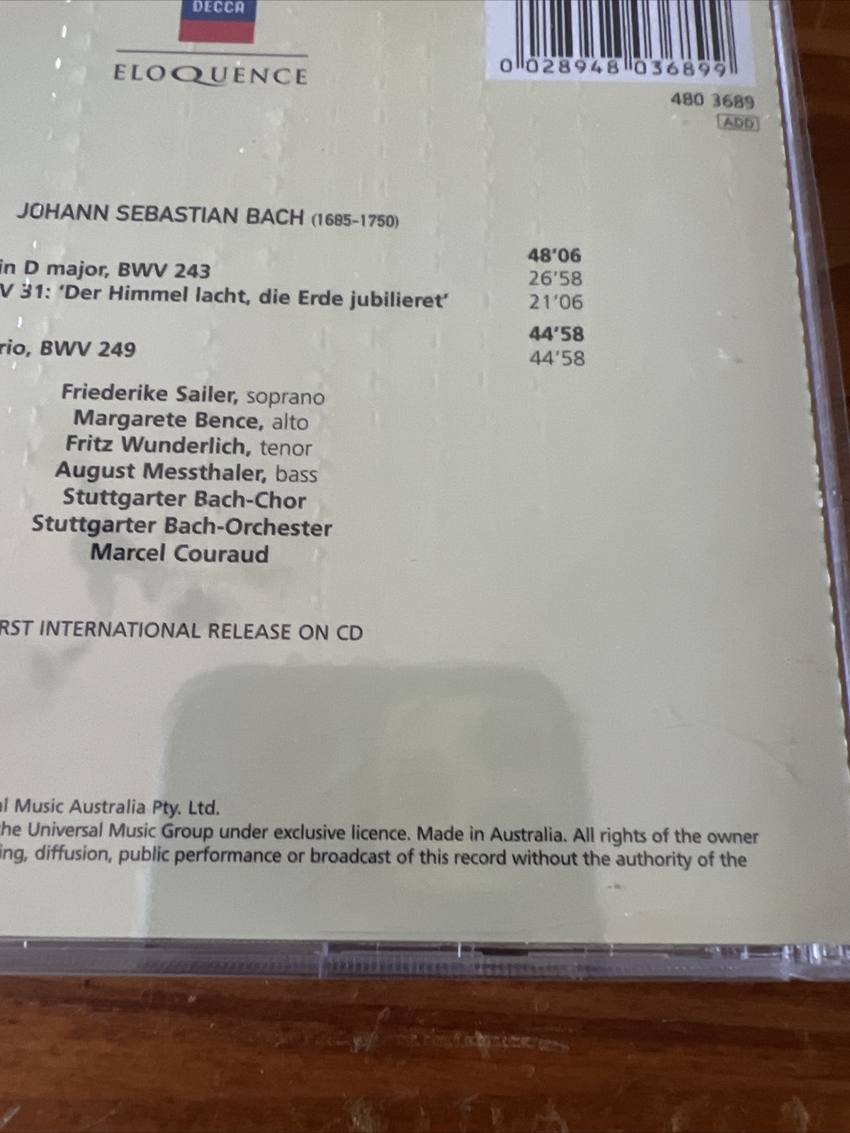 J.S Bach - Magnificat in D Major - Marcel Couraud CD 28948036899 | eBay