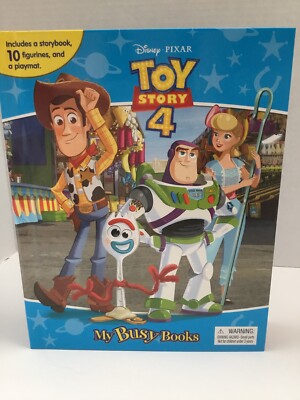 Disney TOY STORY 4 My Busy Book & 10 Character Figures & Playmat BUZZ ...
