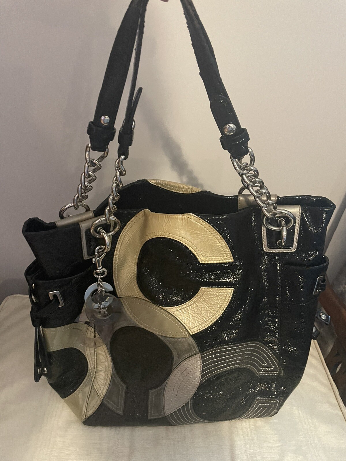 COACH DESIGNER SERIES BLACK PATENT LEATHER TOTE - Gem