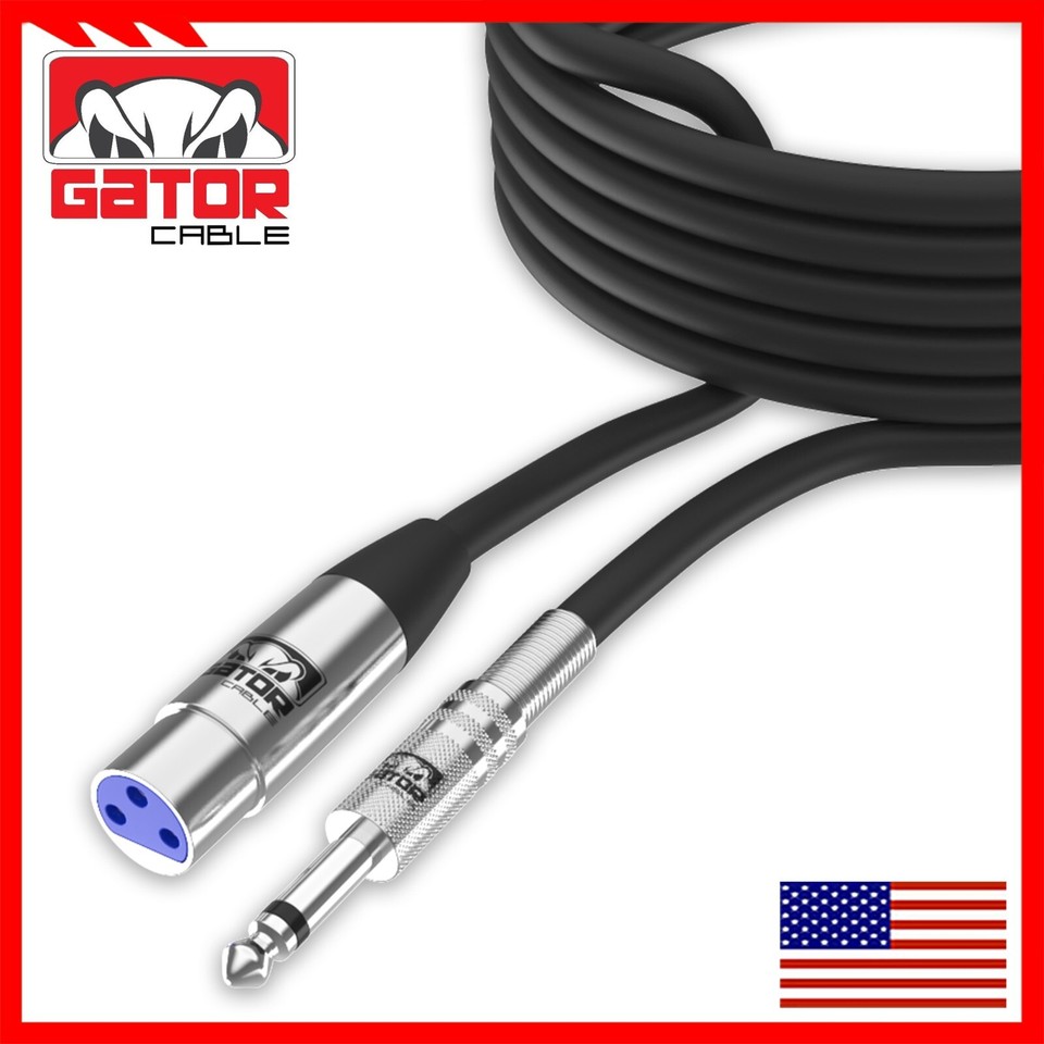 XLR 3-Pin Female to 1/4" Plug Mono Microphone Cable Shielded Stereo ...