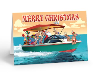 Merry Christmas Speedboat Cruising Christmas Card - Boating 18 Cards ...