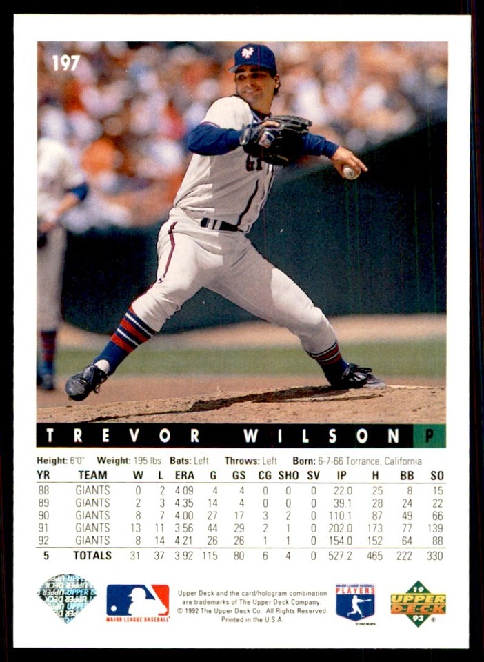 1993 Upper Deck. Trevor Wilson Baseball Cards #197 | eBay