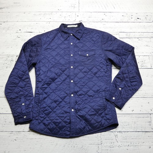 Criquet Jacket Mens Large Navy Blue Quilted Snap Button Nylon Insulated ...
