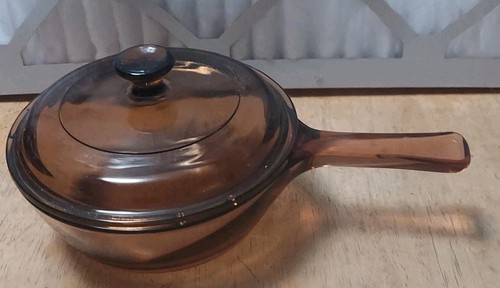 Vtg Corning Ware PYREX Vision Amber Saucepan .5 L w/ PYREX Lid P81C USA ...