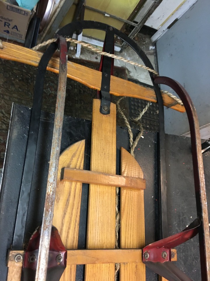 Vintage Wooden Snow Sled ROCKET PLANE 59IN GLIDER SLED | eBay