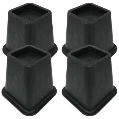 6 Inch Bed Risers 4-Pack Durable Heavy Duty Construction Ensures Black ...