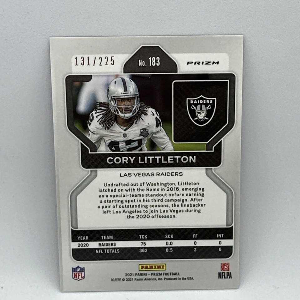 Cory Littleton /225 PURPLE CRACKED ICE PRIZM 2021 Panini Prizm #183 ...