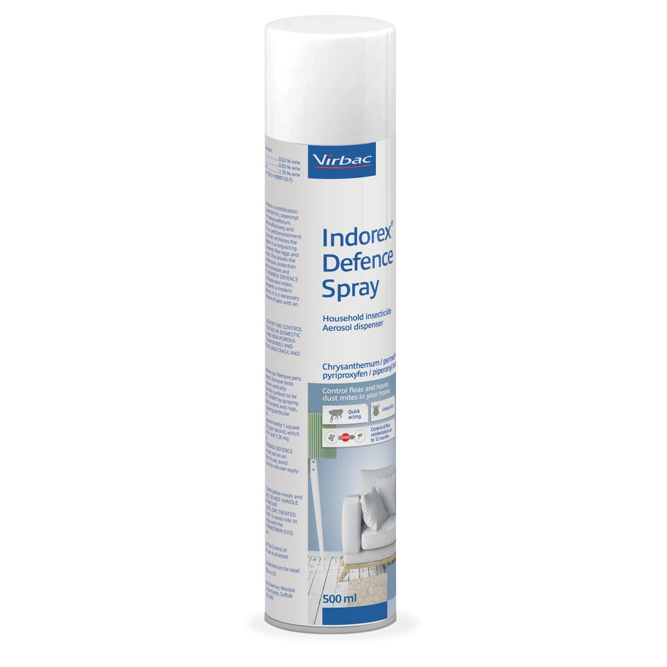 Flea Spray Indorex Defence Household Fleas & Dust Mite Killer Twin Can ...