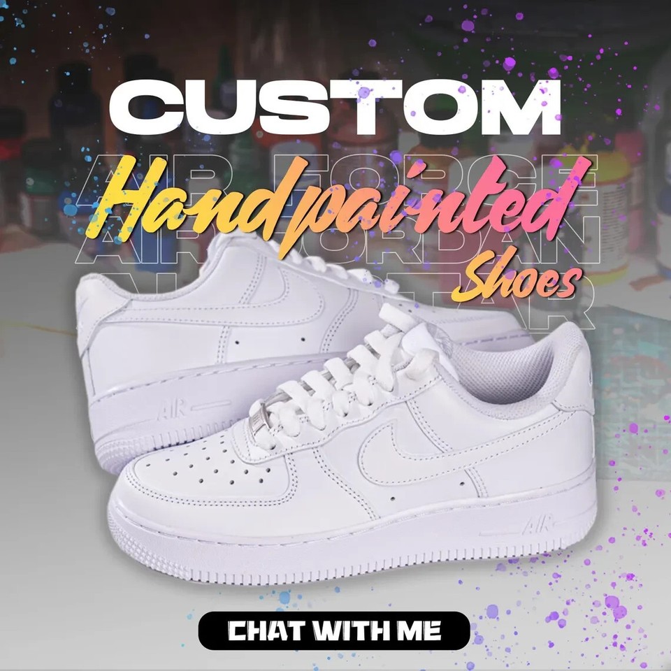 Air Force 1 Custom White Shoes Retro Triple Pink Cartoon Doodle 2D Pop ...