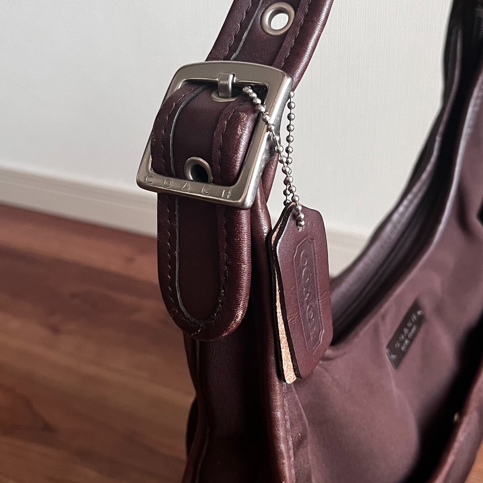 Coach Vintage 6203 Ergo Brown Neoprene Leather Trim Shoulder Hobo Bag ...