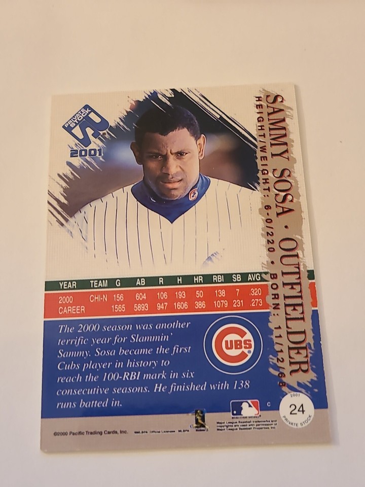 2001 Private Stock Baseball #24 Sammy Sosa Mint Condition | eBay