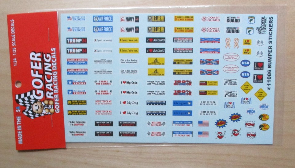 Bumper Stickers 1:24 1:25 Gofer Racing Decals Model Car Accessory 11086 ...