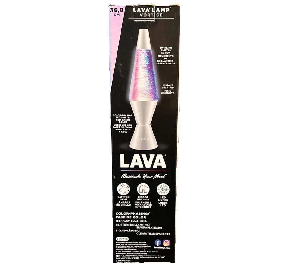 Lava Lamp Vortex The Original Silver Base Lamp with Swirling Glitter ...