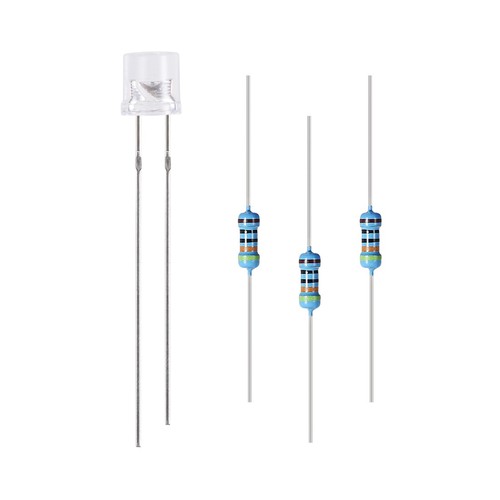 10Set 5mm LED Diodes w Resistor, Clean Yellow DC1.8-2.0V, Flat Head ...