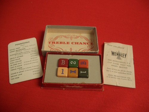 1950s TREBLE CHANCE DICE GAME ARIEL PRODUCTIONS + BOX RULES BAKELITE ...