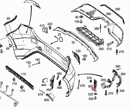 MERCEDES W176 A STAFFA SUPPORTO DX PARAURTI POSTERIORE OEM 1768850314 ...