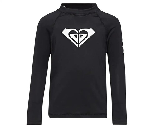ROXY Size 5 Girls Black Rashie UPF50 Rash Vest Swim Top Swimming Surf ...