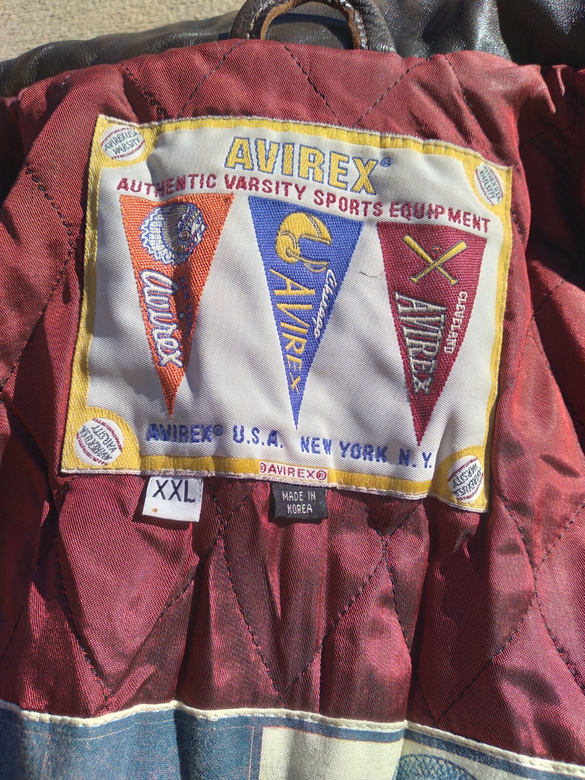 90s AVIREX ICON VTG USA 'ALL AMERICAN' USA LEATHER JACKET VARSITY Belly ...