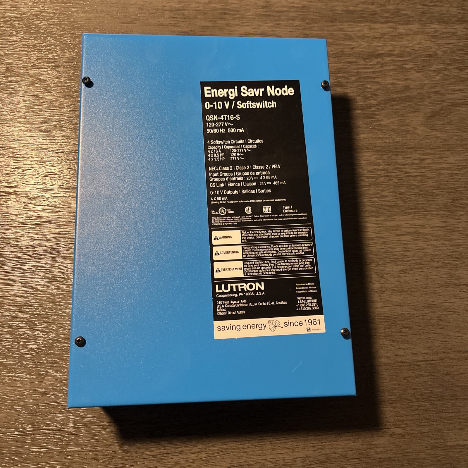 Lutron Softswitch QSN-4T16-S Energi Saver Node Panel 120-277V 0-10V 4 x ...