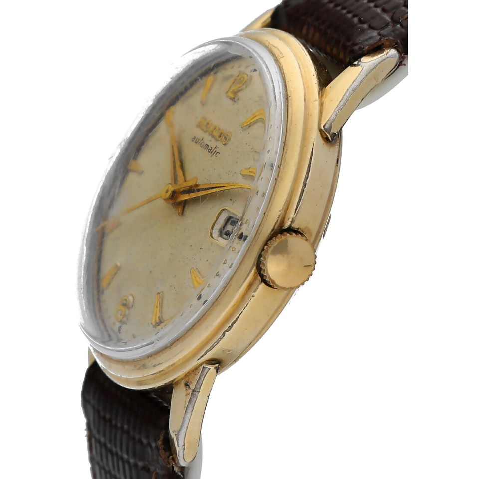 Vintage Movado 14k Yellow Gold Filled Case 34mm Leather Automatic Men's ...