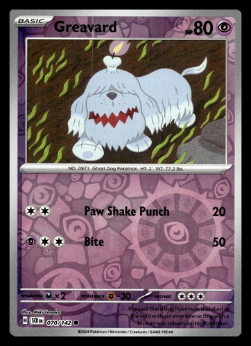 Greavard Reverse Holo Common 070/142 SV07: Stellar Crown Pokemon Card ...