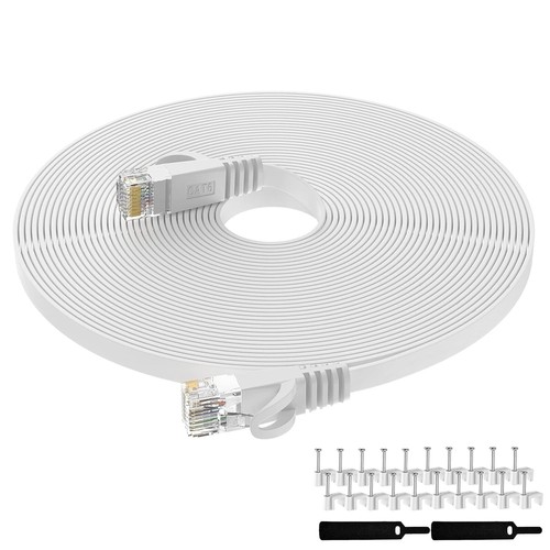 Cat6 Ethernet Cable 50ft-High Speed 1000Mbps 250MHz Flat 50 ft, White ...