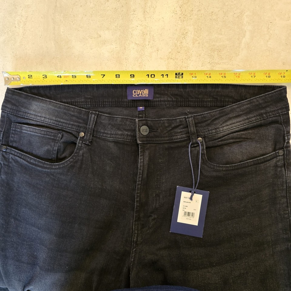 Cavalli Class Men's Black Denim Slim Straight Jeans NWT Size 36 ...