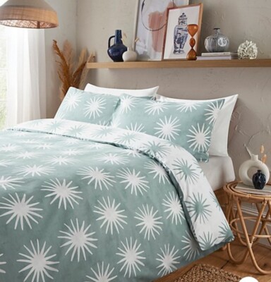 Green Sun Icon Riviera Print Duvet Cover Set Asda Double Size bedding ...
